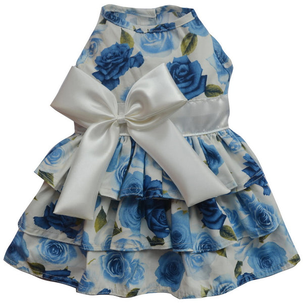 Blue Rose Party Dog Dress - DoggyDolly Australia & New Zealand